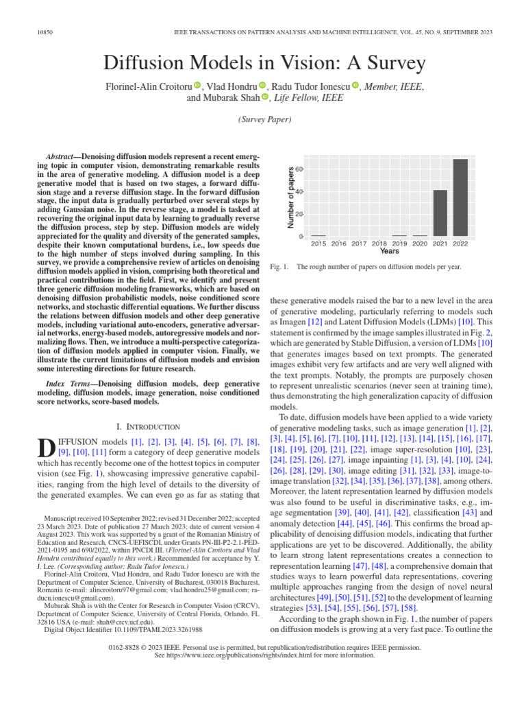 Diffusion Models in Vision A Survey | PDF | Stochastic Differential Equation | Normal Distribution