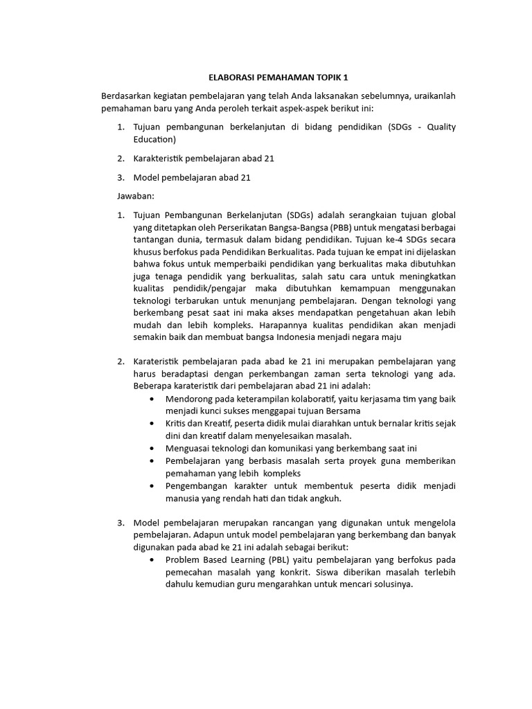 Elaborasi Pemahaman - Topik 1 | PDF