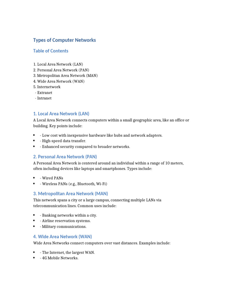 Edited Types of Network and Internetwork | PDF