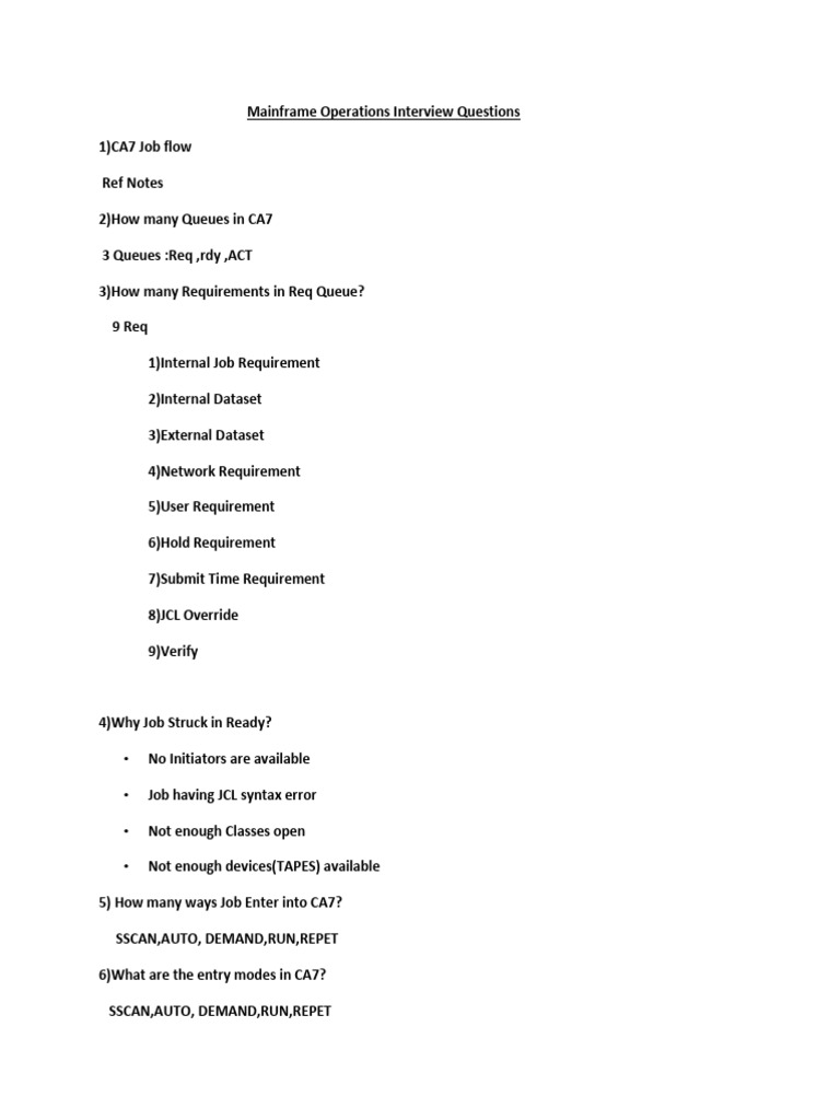 Mainframes Interview Questions | PDF | Computer Engineering | System ...