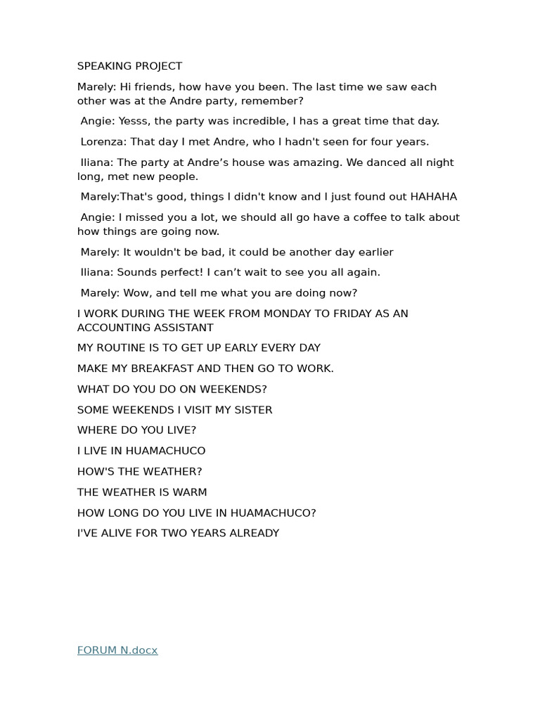 Speaking Project | PDF