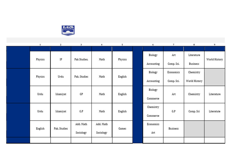 Grade IX Girls Timetable 2022 | PDF