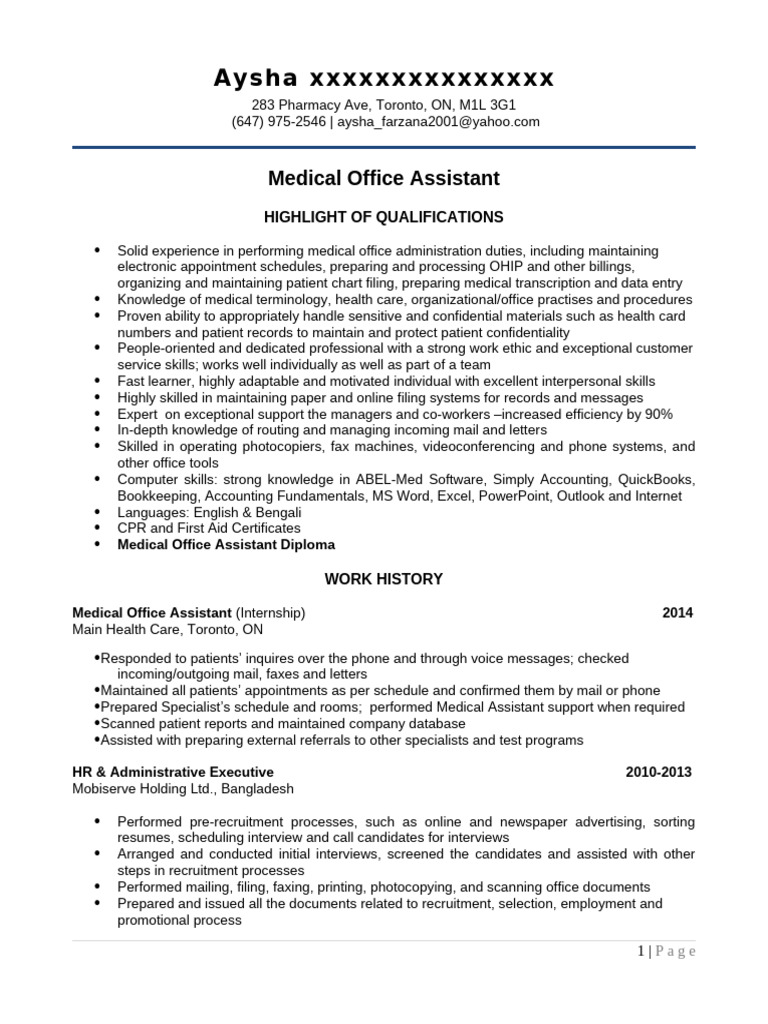 Resume - Medical Office Assistant | PDF | Recruitment | Computing