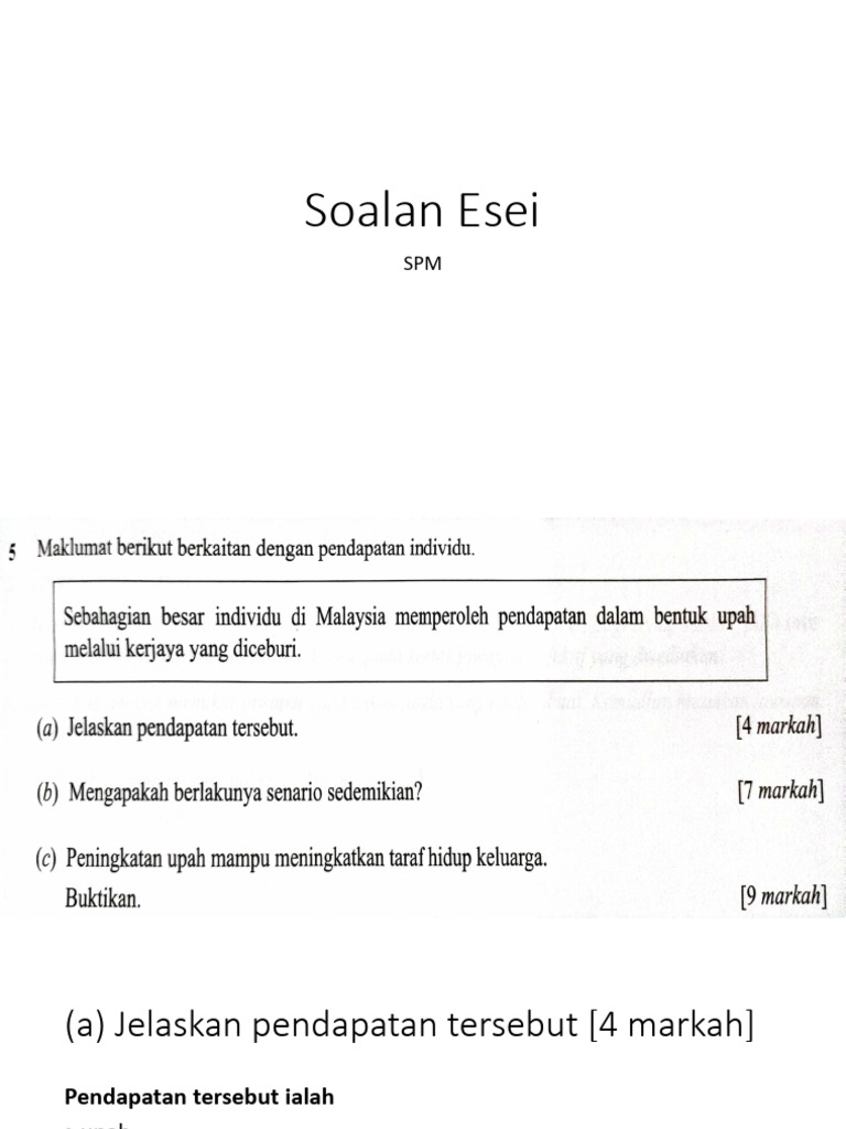 Soalan Esei SPM (S1) | PDF