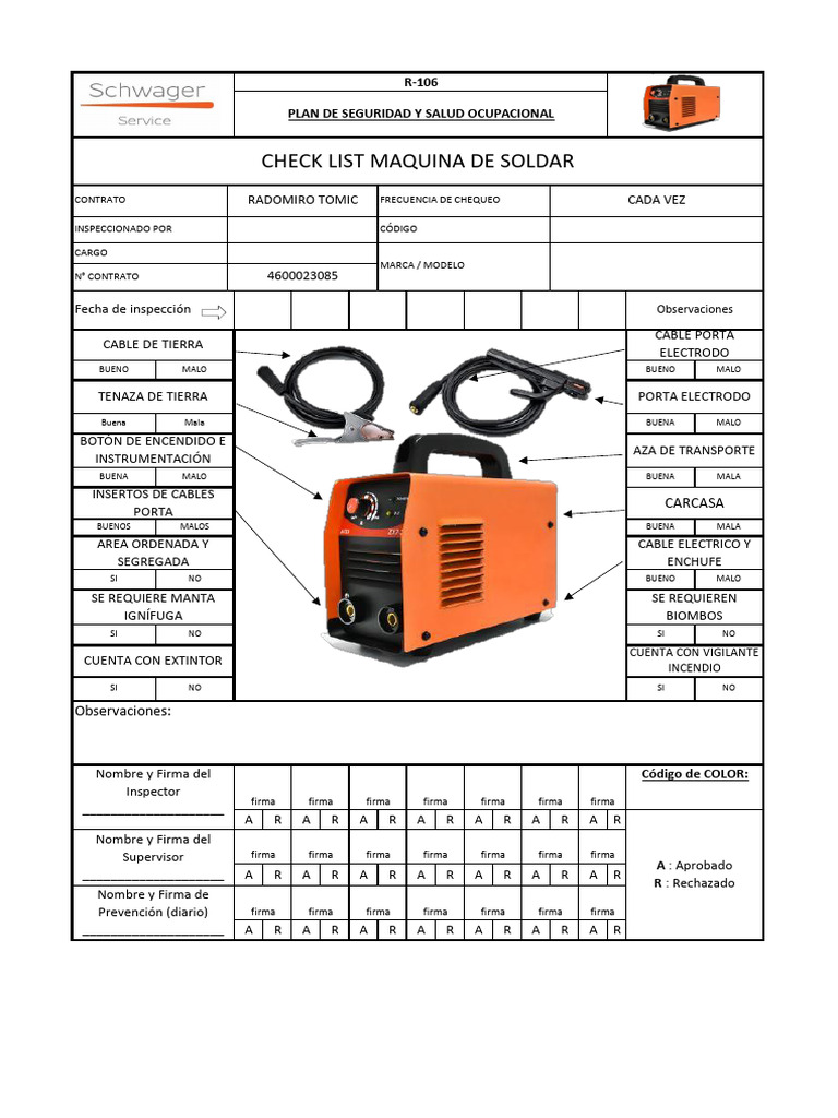 106 Check List Maquina de Soldar | PDF
