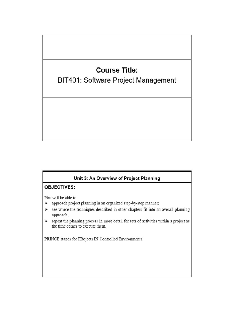 Unit - 3 An Overview of Project Planning-Slides | PDF | Risk | Project ...