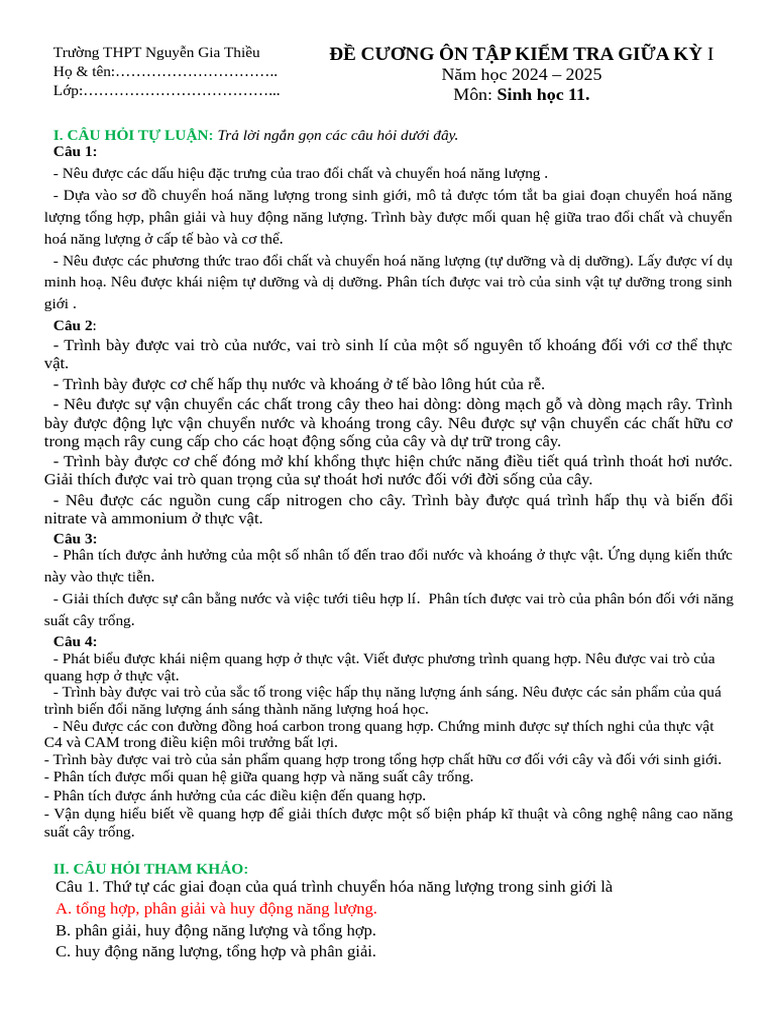 ĐC GKI Si11 24-25.-Đáp-Án | PDF