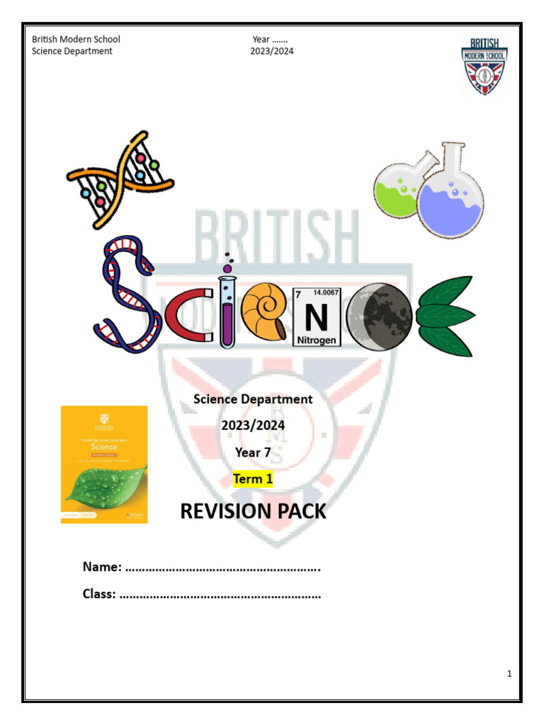 Term 1 Revision Sheet Model Answer | PDF | Liquids | Gases