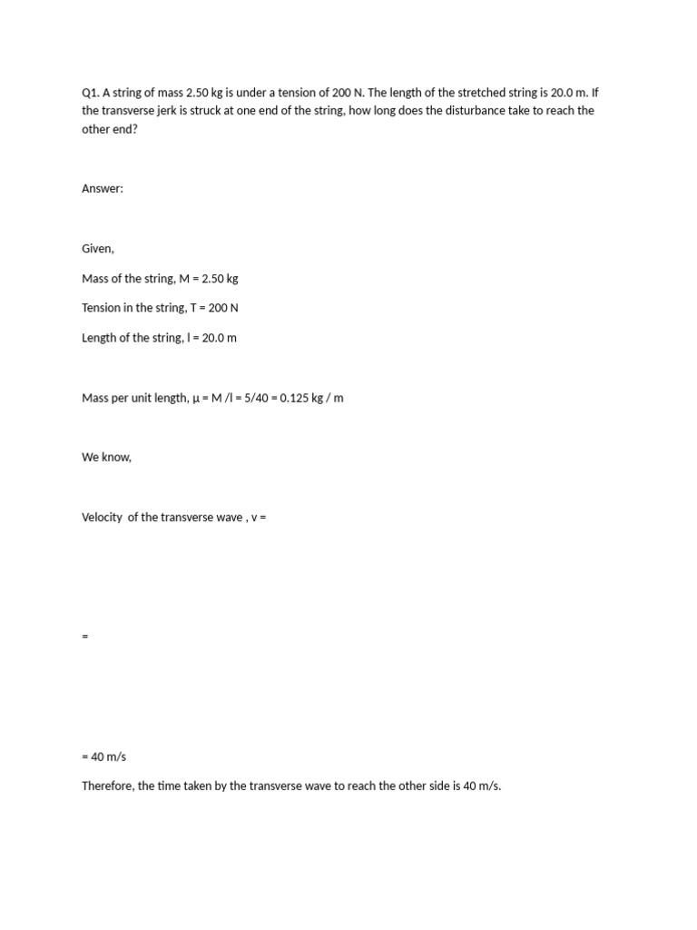 Class 11 CH Waves Ncert Olutions | PDF | Waves | Sound