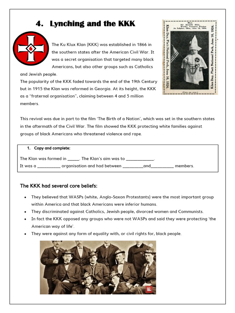 Lynching and The KKK | PDF | Ku Klux Klan | Injustice