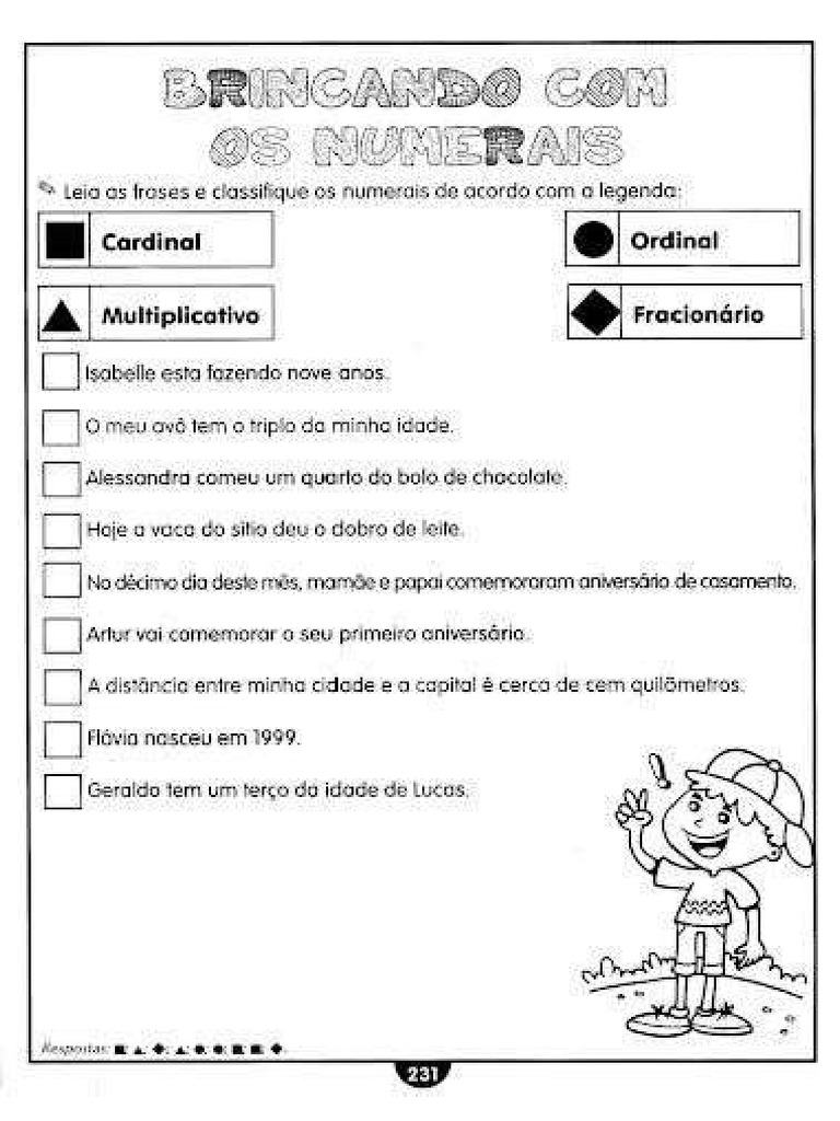 Atividades Com Numerais Cardinais, Ordinais, Fracionários E ...