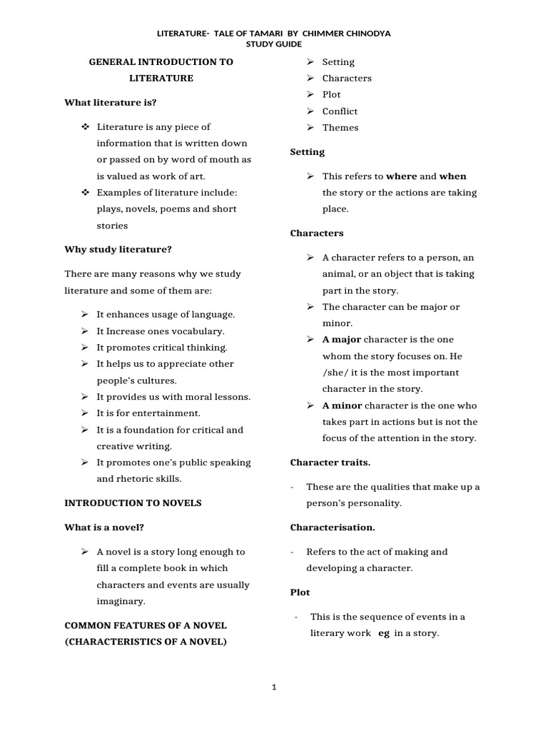 Study Guide for "Tale of Tamari" | PDF | Narration