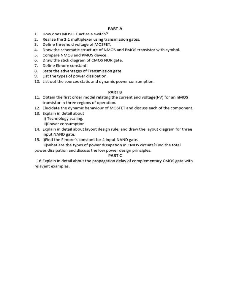 VLSI IAT 1 Question | PDF