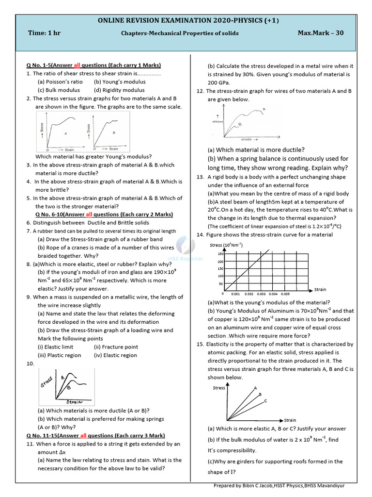 +1 Phy Chapter 9-Properties of Solids-Final | PDF | Deformation (Engineering) | Elasticity (Physics)