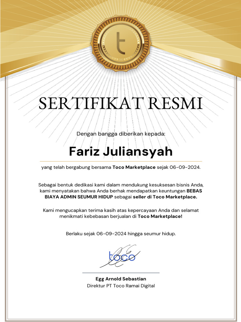 Sertifikat - Admin Contoh | PDF