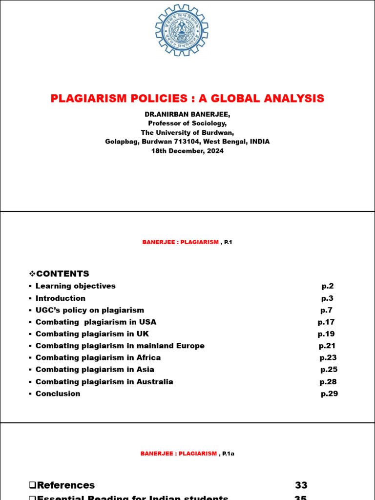 Plagiarism Policies a Global Analysis By | PDF | Plagiarism | Academic ...