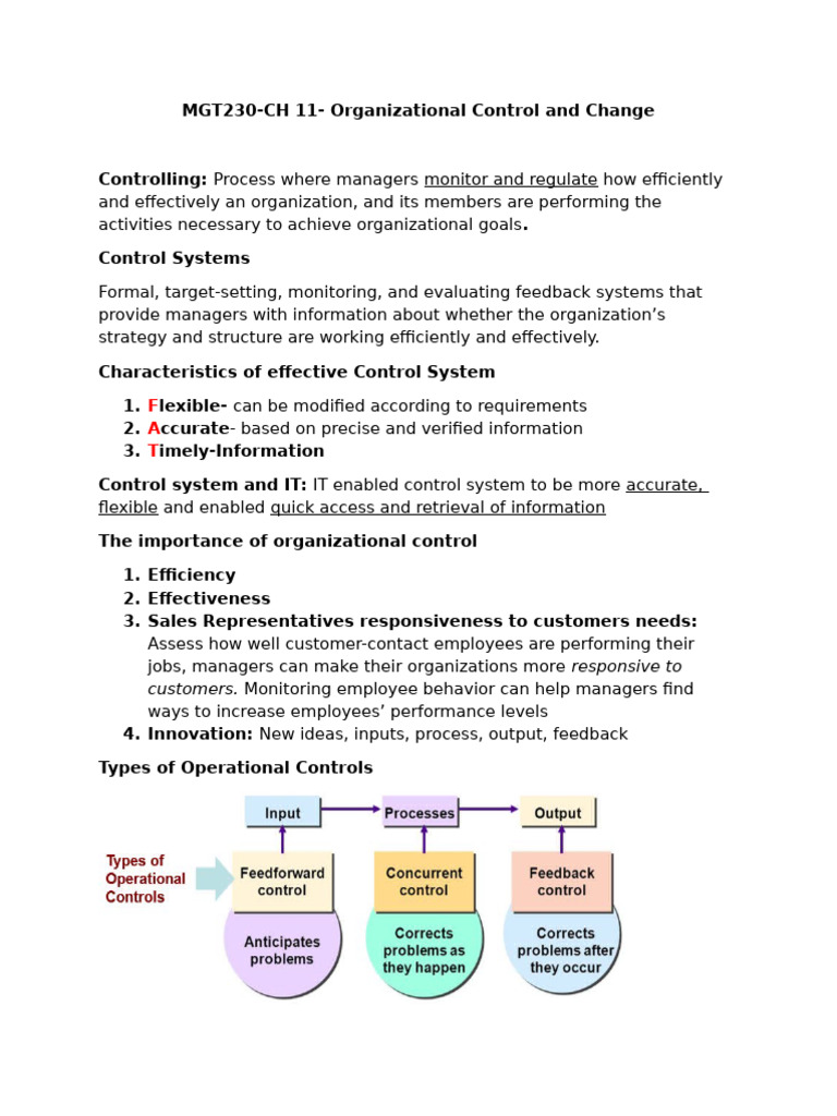 Ch11 - Organizational Control and Change | PDF | Change Management | Innovation