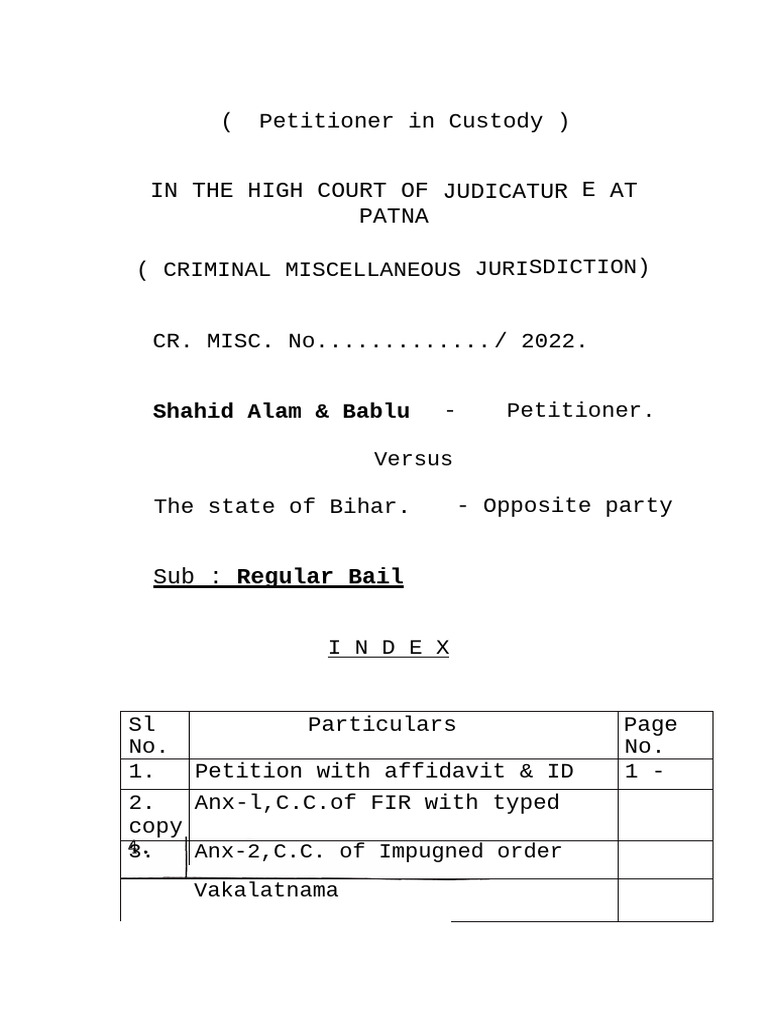 HC Index For Bail Patition 439 & 440 | PDF