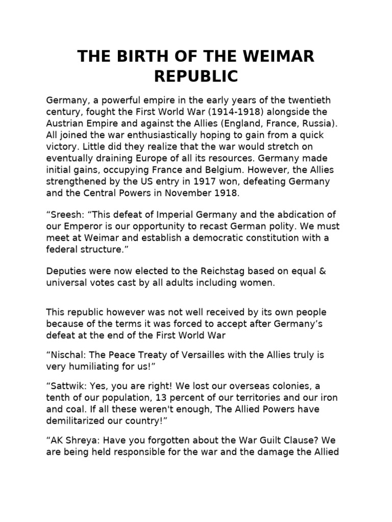 The Birth of The Weimar Republic | PDF | Weimar Republic | German Empire
