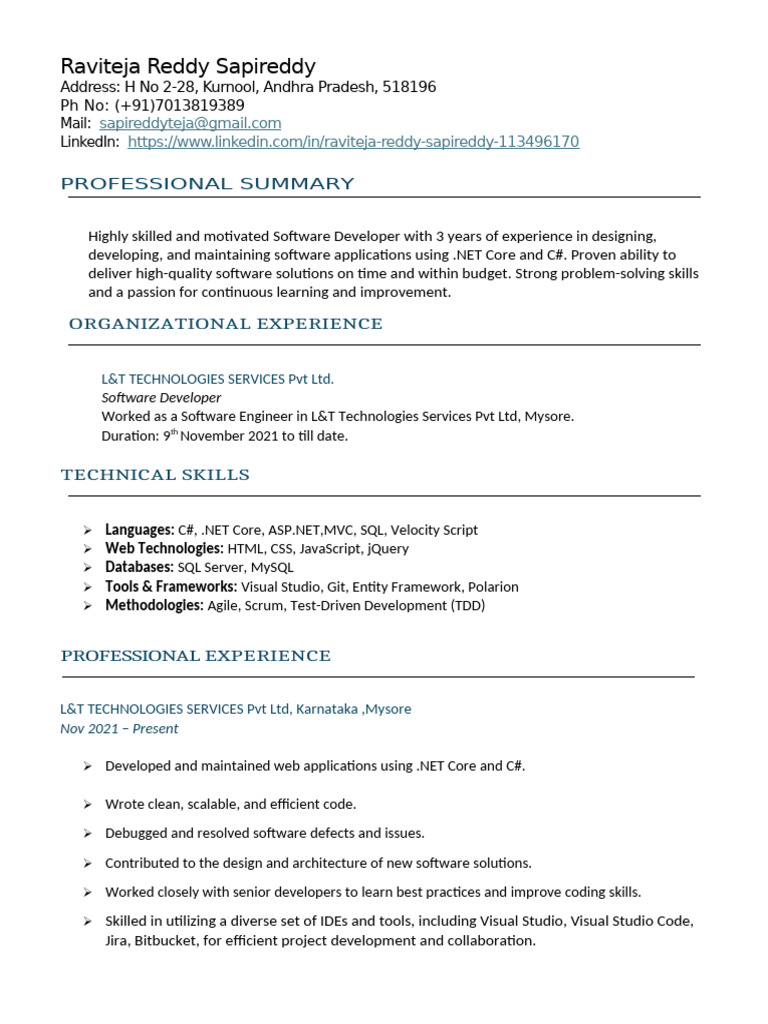 Raviteja Reddy Sapireddy | PDF | C Sharp (Programming Language) | Computing