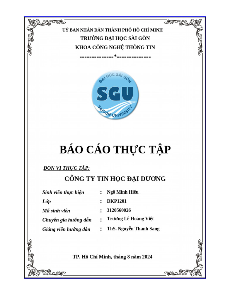 BAO CAO THUC TAP TOT NGHIEP C A Tui | PDF