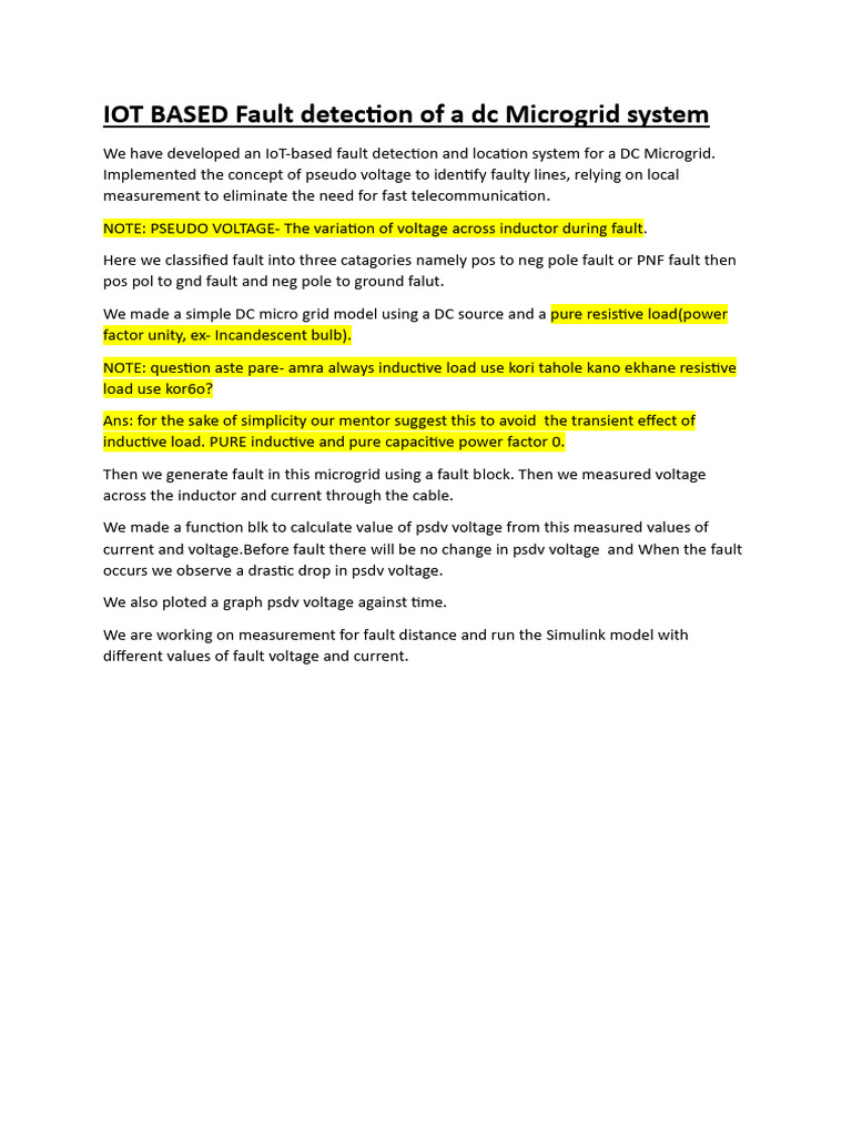 Iot Based Fault Detection Of A Dc Microgrid System Interview Pdf