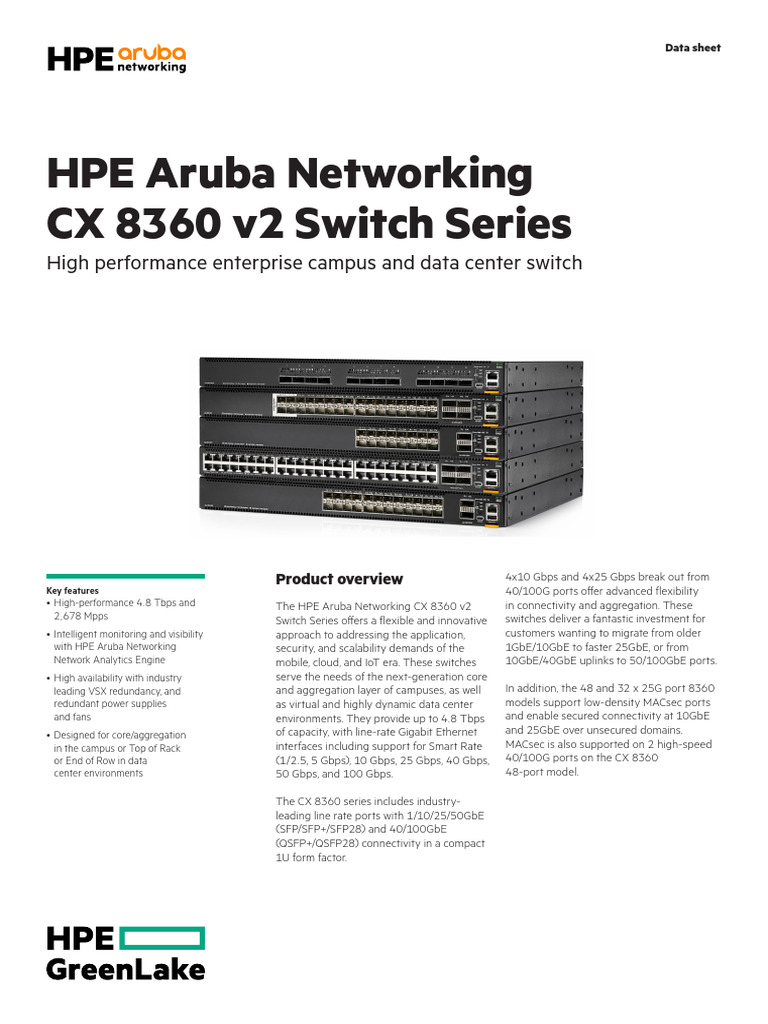 HPE Aruba Networking CX 8360 v2 Switch Series-A50002121enw | PDF | I ...