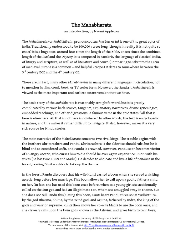 The Mahabharata 1 | PDF | Mahabharata | Vaishnava Texts