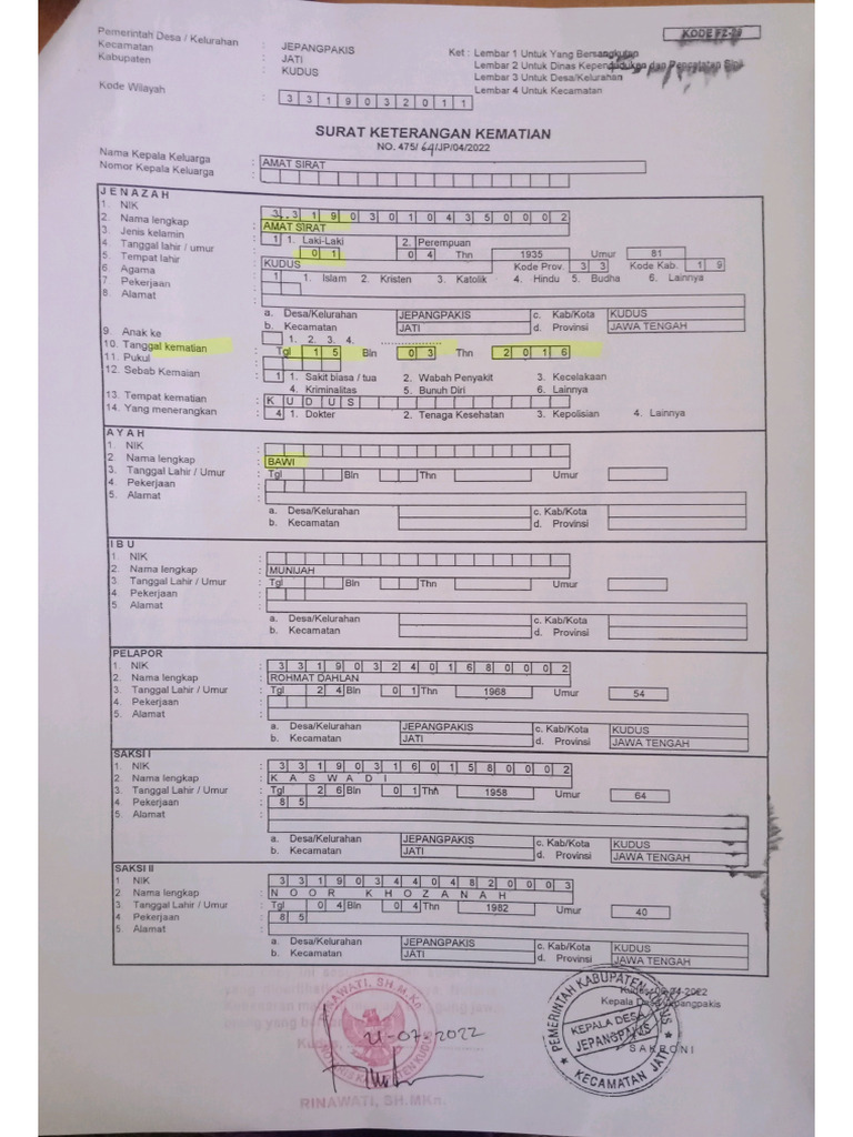 Surat Kematian Amat Sirat | PDF