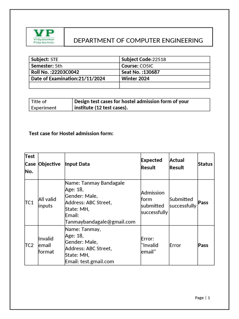STE Final Format of Practical Exam | PDF