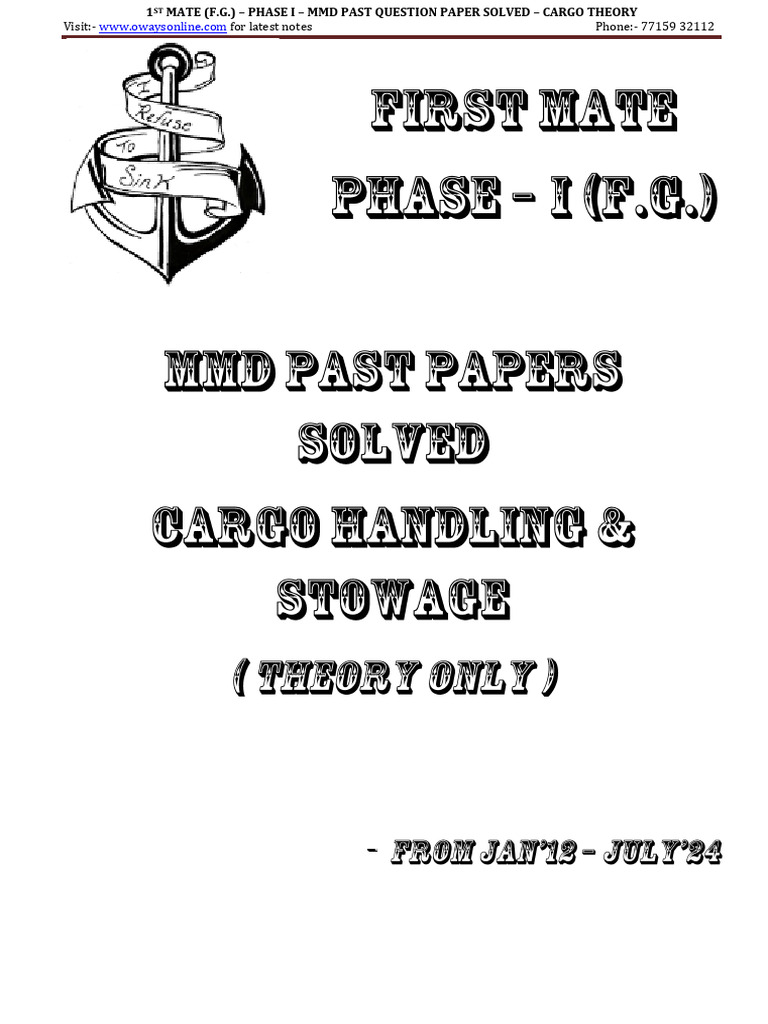 Phase I Cargo MMD Solved Past Papers Till July24 | PDF | Corrosion | Leak