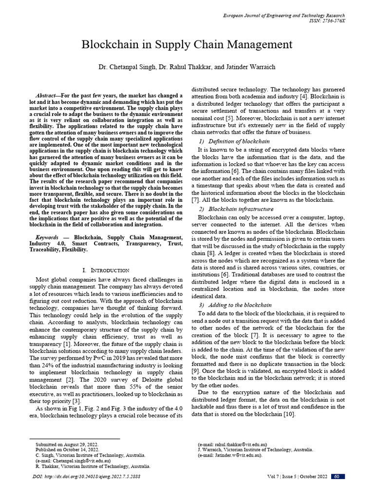 Blockchain S Impact On Supply Chains Pdf Supply Chain Supply