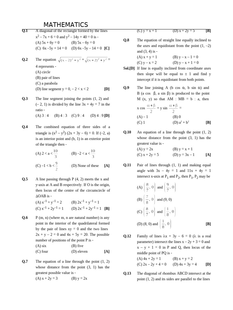 Line Equations and Geometry Problems | PDF | Line (Geometry) | Triangle