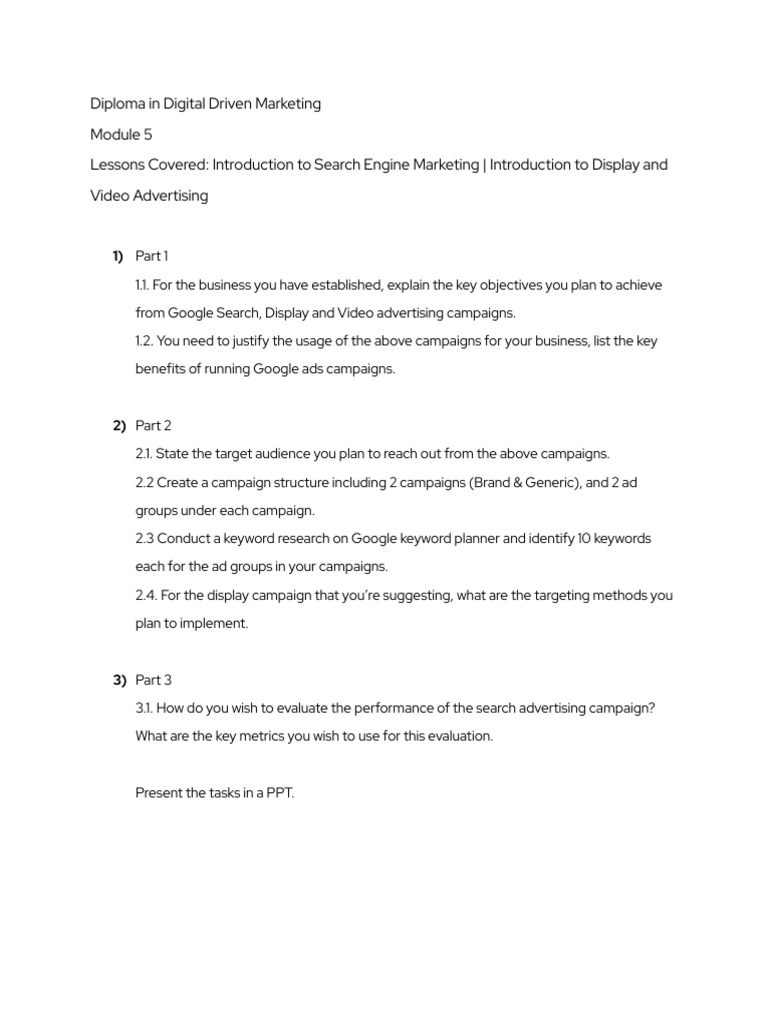 Diploma-in-Digital-Driven-Marketing-Module5-Assignment | PDF