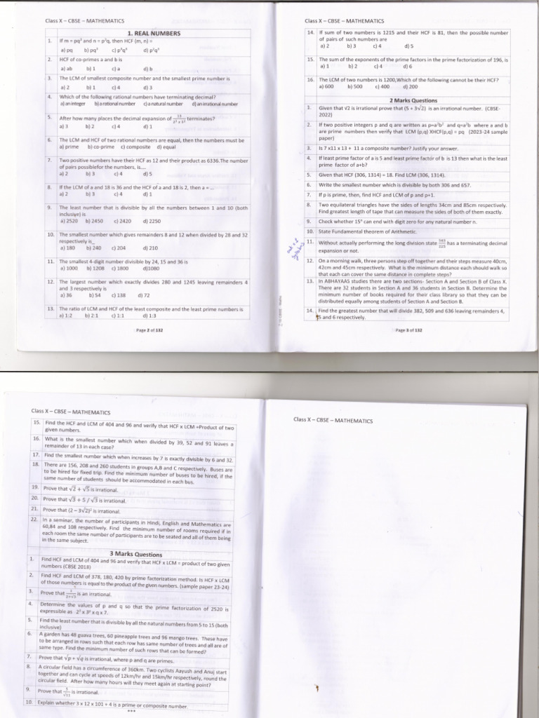 X Maths Question Bank | PDF