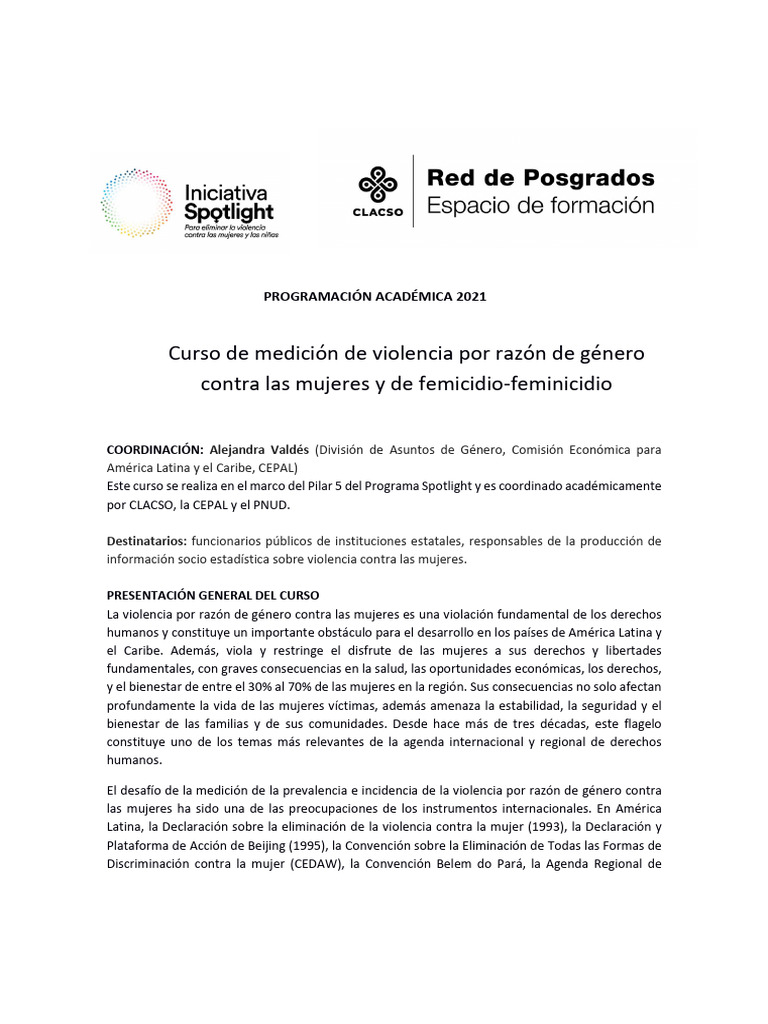 Programa del Curso de medición-Actualizado25-05-2021 | PDF | La violencia contra las mujeres ...
