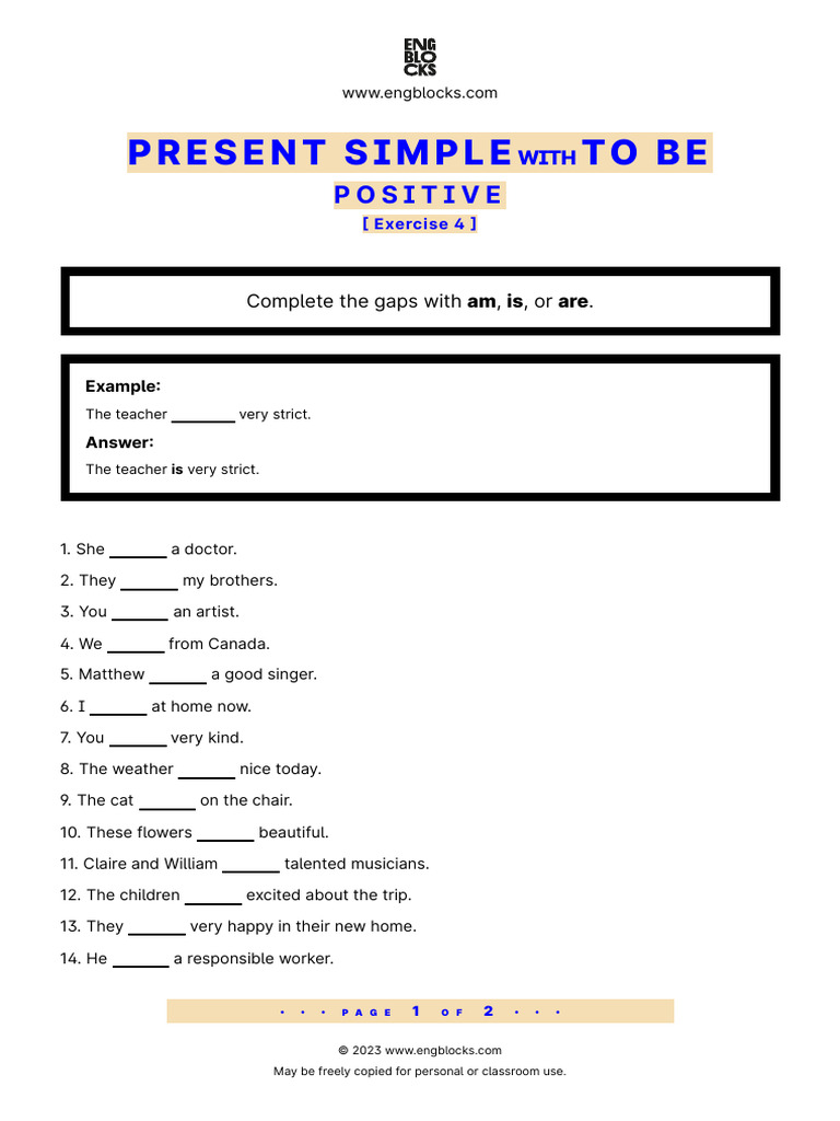 Positive Present Simple Exercises | PDF