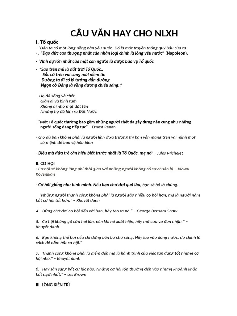 Câu Văn Hay NLXH C A Trà Mi | PDF