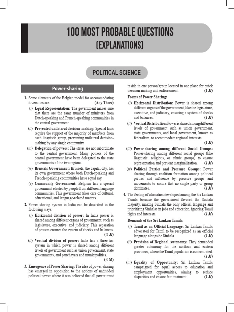 100 Most Probable Questions Explanations Social Science Pdf Cost