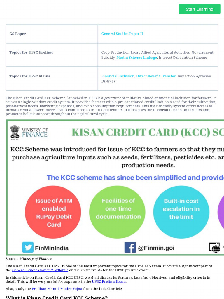 Kisan Credit Card (KCC) Scheme - Features, Eligibility & More - UPSC ...