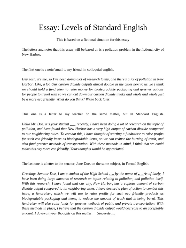 Essay - Levels of Standard English | PDF