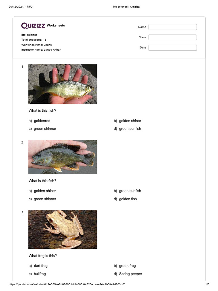 Quizizz - Life Science | PDF | Plants | Botany