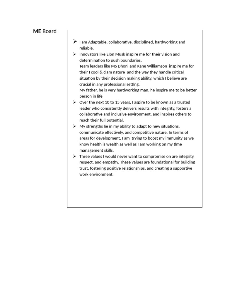 Personal Leadership Aspirations and Values | PDF