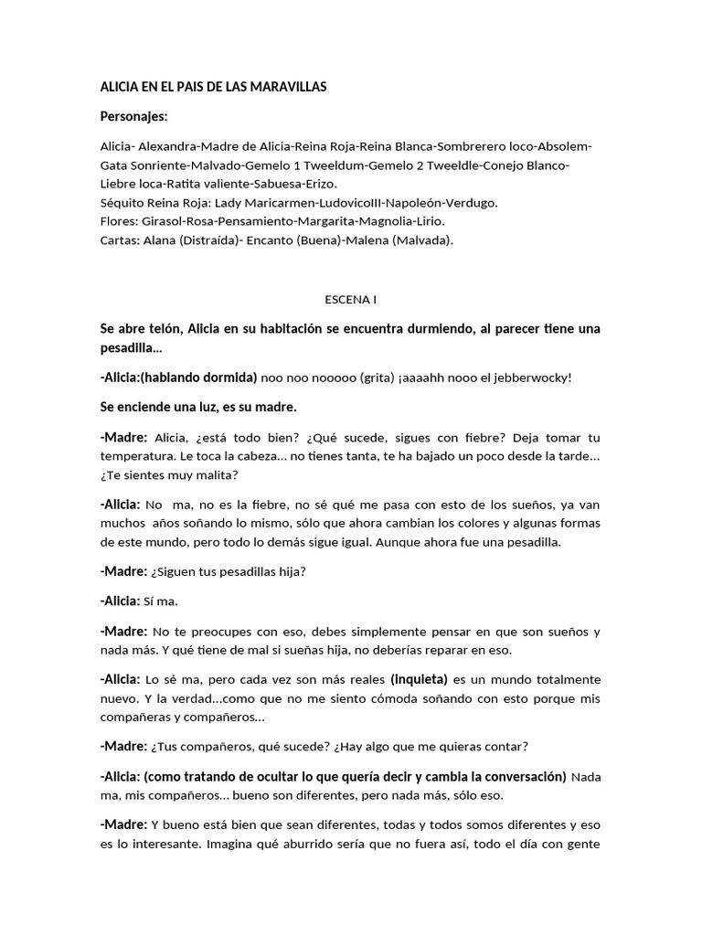 Alicia y sus sueños en el país maravillas | PDF | Las aventuras de ...