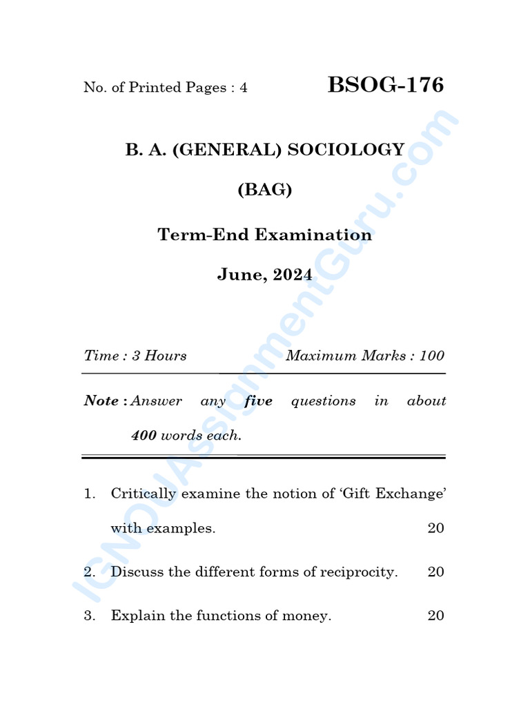 June 2024 BSOG-176 | PDF | Economics | Social Psychology