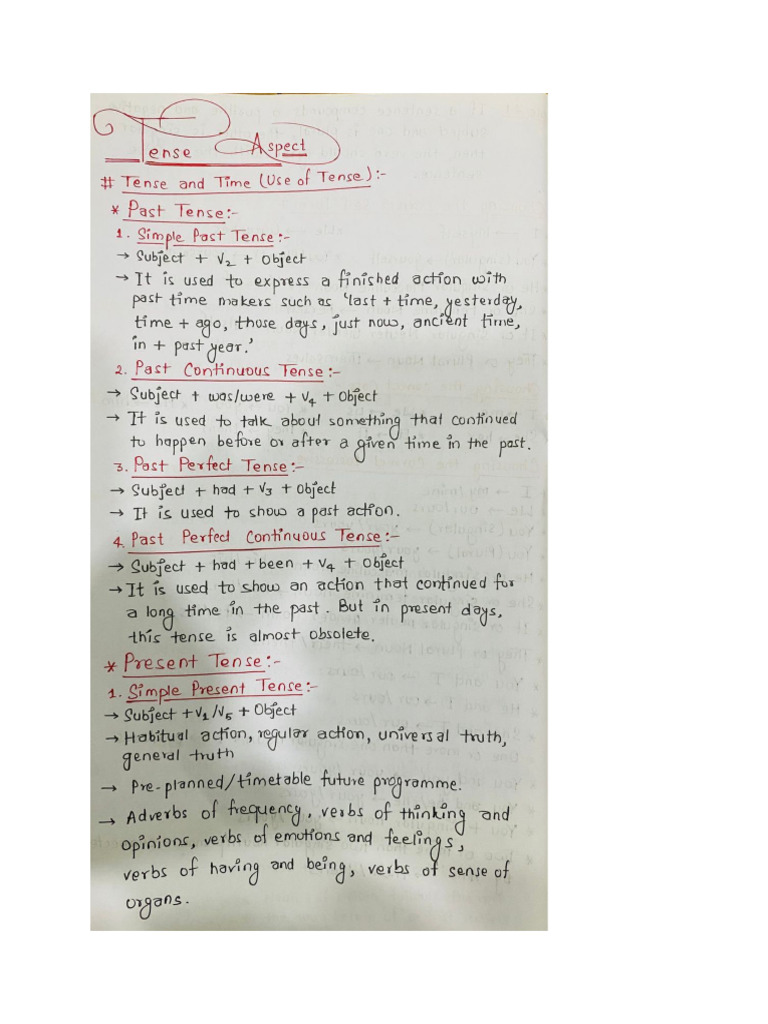 Tense Note 1 | PDF