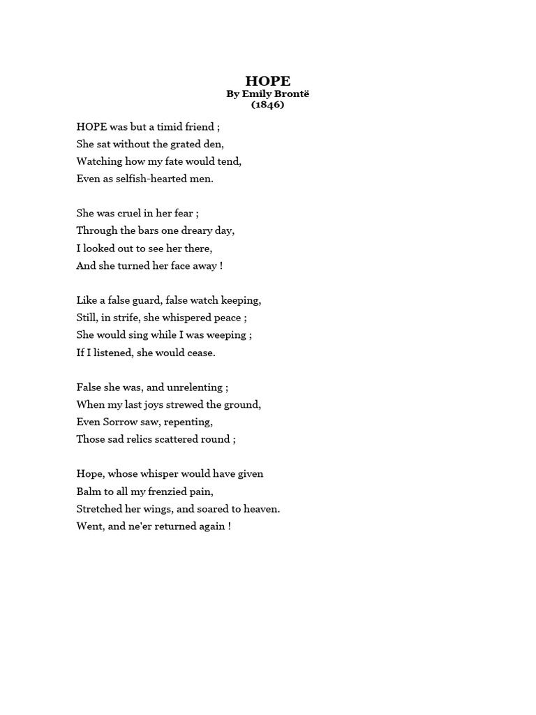 HOPE - Emily Bronte | PDF