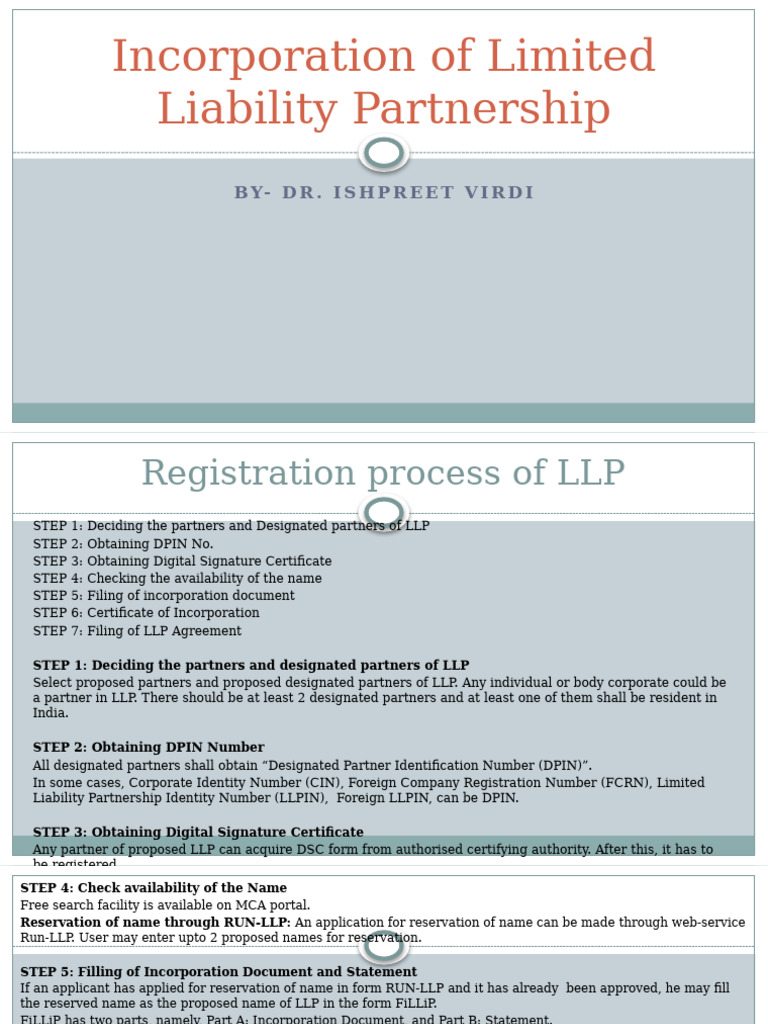 Unit 4 - Incorporation of Limited Liability Partnership | PDF | Limited ...
