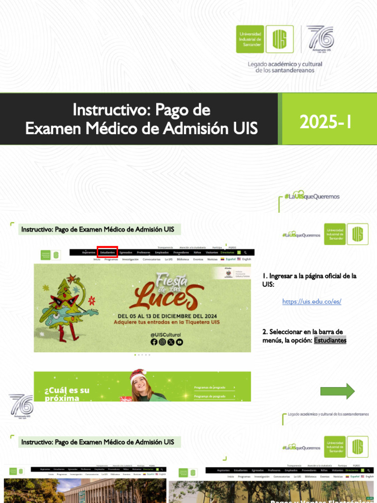 Instructivo - Pago Examen Médico de Admisión UIS | PDF