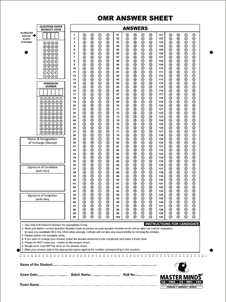 Omr Sample Sheet | PDF